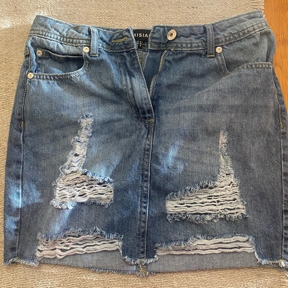 Parisian Works | Skirts | Ripped Denim Skirt | Poshmark